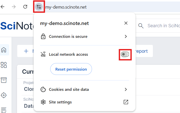 New Local Network Access (LNA) permission prompt